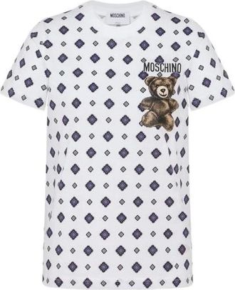 Moschino Femme, Tops, Multicolore, Taille: 44 FR T-shirt en jersey de coton avec nounours