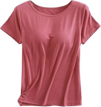 Generic D&eacute;bardeur de sport avec soutien-gorge int&eacute;gr&eacute; pour femme - Joli col rond - Sans manches - Tendance - Solide - Athl&eacute;tique - Manches courtes - Y2K 2025 