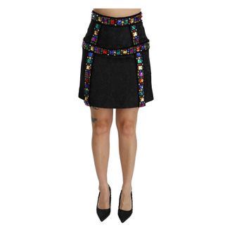 Dolce & Gabbana Kristallverzierte High-Waist-Rock - - Skirts - Damen - Schwarzk - XS