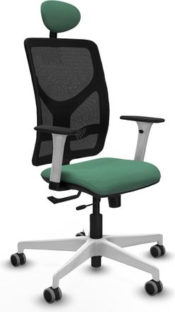 Piqueras y Crespo Schreibtischstuhl mit Rollen aus Gummi, mit wei&szlig;en und schwarzen Armlehnen, h&ouml;henverstellbare Lendenwirbelst&uuml;tze und festes Kopfteil, ausgestattet mit