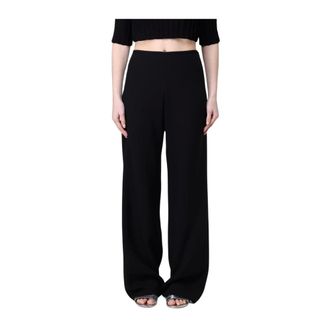 Emporio Armani Pantalon large en cr&ecirc;pe - Femme - Pantalons - Noir - Taille: 42 FR