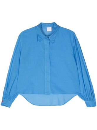 Merci chemise en coton &agrave; manches longues - Bleu