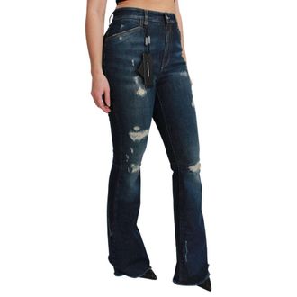 Dolce & Gabbana Womens Blue Cotton Flared Jeans Clothing