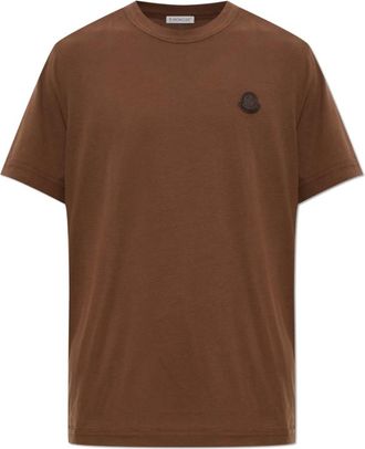 Moncler Homme, Tops, Brun, Taille: M T-shirt avec &eacute;cusson logo