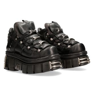 New Rock M.106-S112, Schwarz, Plateau und Verzierungen Metallic Urban Black Shoes - 44