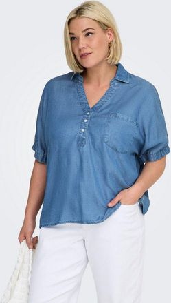 Only Carmakoma Jeansbluse CARCHARIS LIFE CAP SLEEVE SHIRT PNT im Denim Look, loose fit, elastische &Auml;rmelb&uuml;ndchen