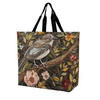 Generic Oiseau Perch&eacute; Sur Une Branche Sac Fourre-Tout Grand Tote Bag Imperm&eacute;able Sac Courses Pour Gym Quotidienne Plage