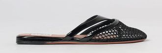 Alaia Flache Zehensteg-Mules aus Lackleder und PVC mit perforiertem Muster