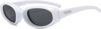 Generic Lunettes de soleil oeil de chat pour femme personnalité simple couleur vive lunettes de soleil hommes mode ovale lunettes de soleil de sport, blanc, T