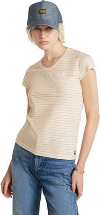 G-Star G-Star Femme Haut Eyben Slim V-Neck 2.0, Multicolore (antique white/rugby tan stripe D24533-D244-G615), XS