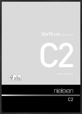 Nielsen Design Bilderrahmen, 50 x 70 cm, Aluminium, Schwarz matt, Posterrahmen zum Aufhängen im Hoch- & Querformat, Echtglas, C2