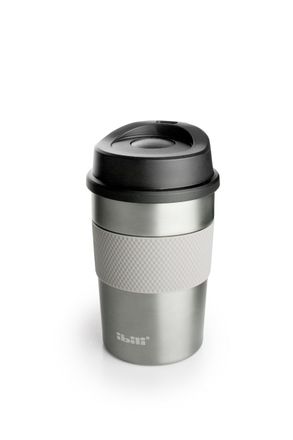 Ibili Luxe Doppelwandiger Becher, Titan, 360 ml, Edelstahl, luftdicht, Grau