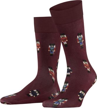 Burlington Herren Socken Christmas M So Baumwolle gemustert 1 Paar, Rot Wine 8010 December Days, 40-46