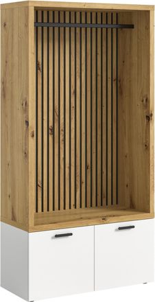 Voleo Garderobe, Wei&szlig;, Eiche Artisan, Holzwerkstoff, 106x200x47 cm, Garderobe, Garderoben-Sets & Serien, Garderoben-Sets