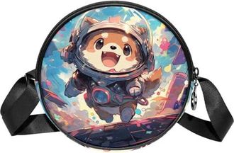 Generic Sac &agrave; bandouli&egrave;re rond pour femme, petit sac &agrave; bandouli&egrave;re avec fermeture &eacute;clair, bretelles r&eacute;glables, sac &agrave; main rond d&eacute;contract&eacute; pour femmes et fill