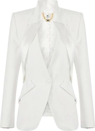Elisabetta Franchi Femme, Vestes, Blanc, Taille: 40 FR Veste L&eacute;g&egrave;re en Cr&ecirc;pe