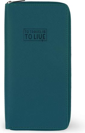 Legami Legami - Petroleumblau Reise-Dokumententasche, Reisepass-Organizer, RFID-Blocking, 4 gro&szlig;e Taschen, 7 kleine Taschen, Rei&szlig;verschluss, 11 x 24 x 3 cm, 