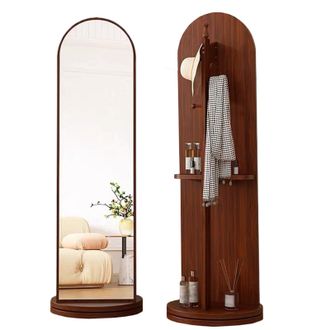 Generic Spiegel Standspiegel Ganzk&ouml;rperspiegel Vertikaler mit Ablagen f&uuml;r Schlafzimmer Wohnzimmer(Walnut,40x166 cm)