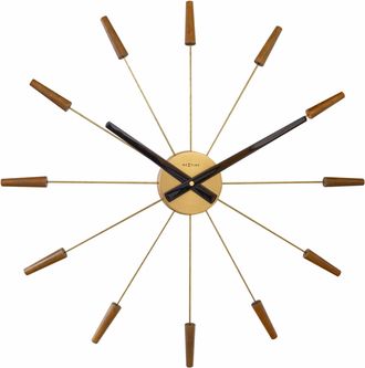 NeXtime Große Wanduhr, 58 cm, Silencieux-Walnuss-Holz/Edelstahl, Braun, One Size, 2610BR