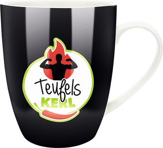 Gilde 50559 - Kaffeebecher, Tasse, Teufelskerl, Porzellan, 8,5cm x 12cm x 10cm, 360ml