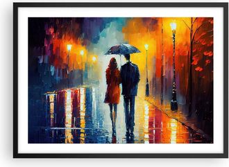 Arttor Wandposter Art Prints 70x50cm Poster Schwarzrahmen Paar Romantisch Gehen K&uuml;che Wanddeko Bild Wand Kunstdruck Deko Wandbilder Dekoration Wohnzimmer Sch