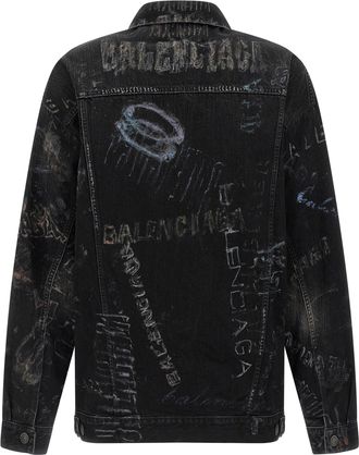 Balenciaga Washed Crayon Cotton Denim Jacket - Black