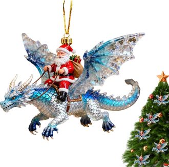 Generic Dekorative Ornamente des Weihnachtsmanns | 2D-Dekoration des Weihnachtsmanns auf fliegendem Drachen | Ornament f&uuml;r Weihnachtsbaum, Dekoration von Fest