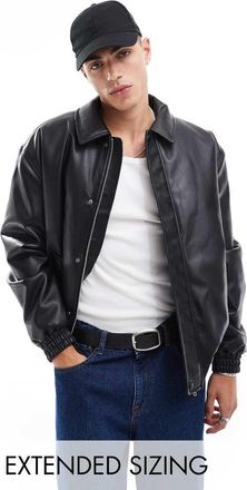 Asos Blouson Harrington matelassé oversize en similicuir - Noir