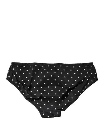 Dolce & Gabbana Womens Black Polka Dots Mid Waist Brief Panty Underwear And White Silk Elastane Clothing