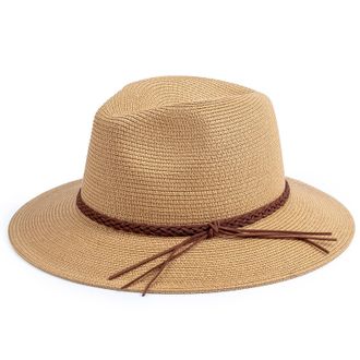 Dreshow Damen Panama Hut Breiter Krempe Stroh Sommer Fedora Strohhut Panama Aufrollen Hut Strand Rollbar UV Sonnenhut UPF 50 +