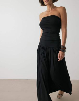 NA-KD Robe tube longue fluide - Noir