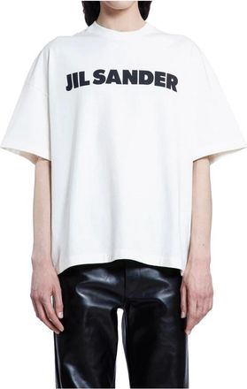Jil Sander Homme, Tops, Blanc, Taille: M T-shirt Logo