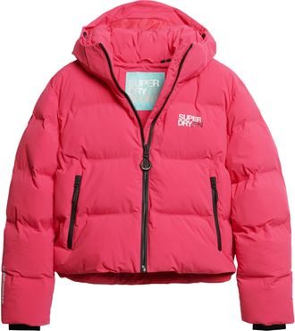Superdry Damen Hooded Boxy Puffer Jacket Jacke, Himbeerrot, 36