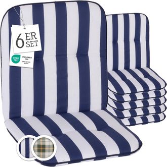 Beo Bali Gartenstuhl-Auflagen Niedriglehner 96x47 cm, 6er Set | Waschbare, UV-beständige Sitz-Kissen | Atmungsaktive Polster-Auflagen nach Öko-Tex Standar