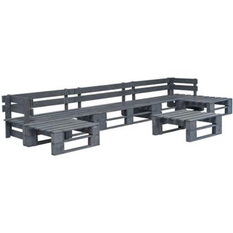vidaXL 6-tlg. Garten-Sofagarnitur aus Paletten Holz Grau - Vidaxl