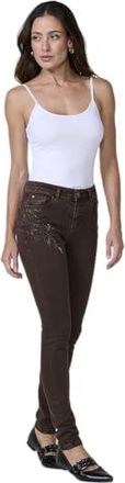 Kor&ouml;shi Pantalon en jean pour femme Slim Push Up avec broderie brillante, de couleur marron, marron, 34