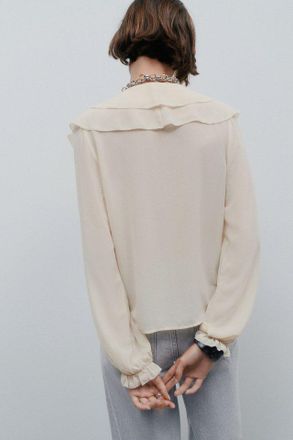 Next Langarmbluse Lang&auml;rmelige Bluse mit R&uuml;schenfront (1-tlg)