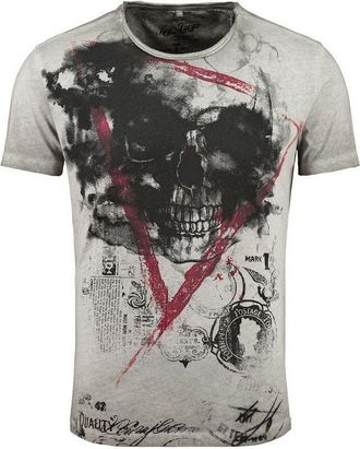 Key Largo T-Shirt Hype Skull Print vintage Look MT00340 Rundhals-Auschnitt bedruckt kurzarm slim fit