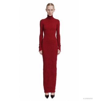 Marc Le Bihan Turtleneck Nylon Silk Long Dress