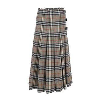 Burberry Femme, Jupes, Multicolore, Taille: 34 FR Jupe Midi en Laine &agrave; Carreaux