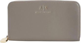 A|X Armani Exchange Femme, Accessoires, Beige, Taille: ONE Size Portefeuille en cuir lisse