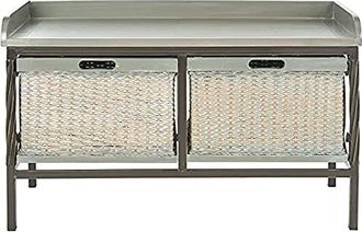 Safavieh Bank mit Ablage, Holz, Aschgrau, 83 x 39 x 50.80 cm