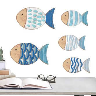 Generico Wandkunst mit tropischen Fischen - rustikale K&uuml;ste aus Holz | Dekoration f&uuml;r den Poolbereich, Seehaus, Schlafzimmer, Wohnzimmer, Schule, K&uuml;che