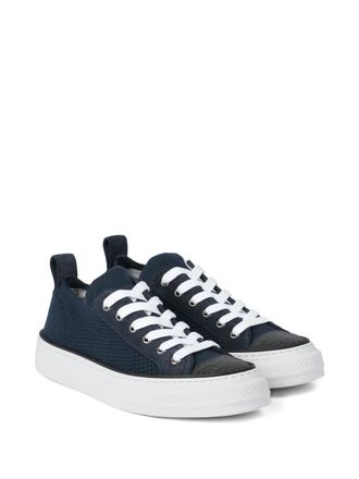 Brunello Cucinelli Womens Knit Suede-Panel Sneakers Ss26 W