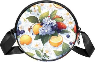 Generic Sac &agrave; bandouli&egrave;re Circle pour femme, petit sac &agrave; bandouli&egrave;re color&eacute; avec fermeture &eacute;clair, bretelles r&eacute;glables, sac &agrave; main rond d&eacute;contract&eacute; pour femme