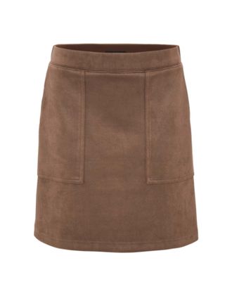 OPUS Damen Minirock | Minirock RELVINA A-Linie in Veloursleder-Optik Cocoa, 34