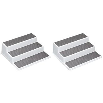 Copco Basics 3-stufiges Gewürzregal für den Innenschrank, rutschfestes Küchenregal, 26 x 23 x 8,5cm, weiß/grau (Packung mit 2)