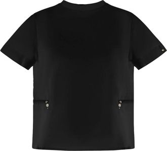 Herno Femme, Tops, Noir, Taille: 38 FR T-shirt en jersey de coton chic et nouveau taffetas techno
