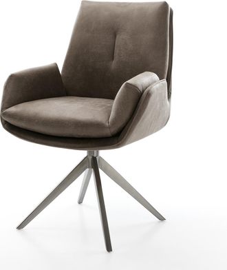 DELIFE Drehstuhl Clea-Flex Mikrofaser Taupe Vintage Kreuzgestell breit Graphit 360&deg; drehbar Wippfunktion, Esszimmerst&uuml;hle