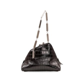 The Attico Croc-Effect Calf Leather Clutch - Black